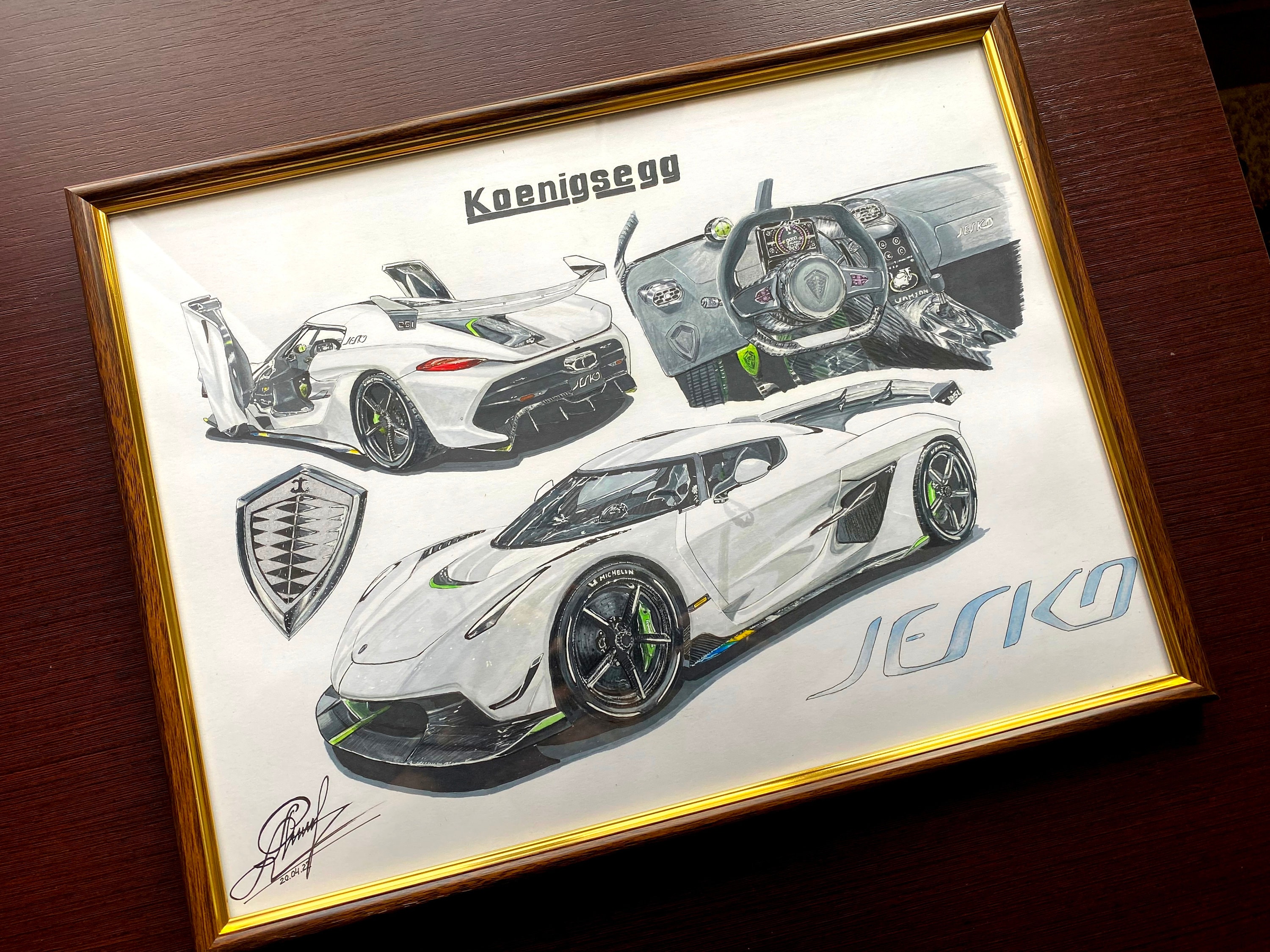 Drawing Koenigsegg Jesko, Car Drawing, Digital Art, Handmade, Hyper Car ...