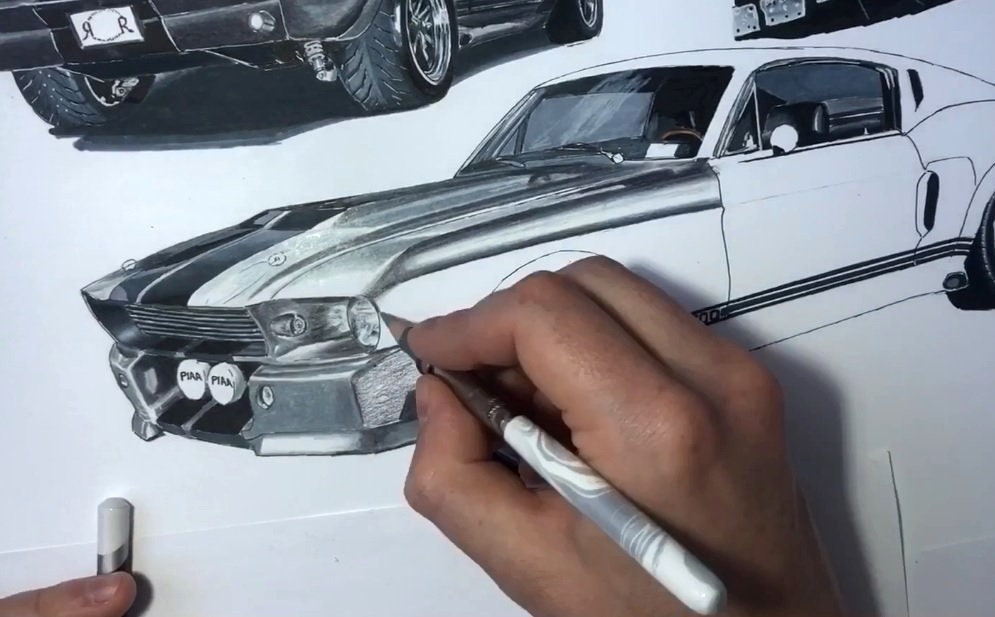 Drawing Ford Mustang Shelby GT500 Eleanor, Car Drawing, Gone in 60 ...