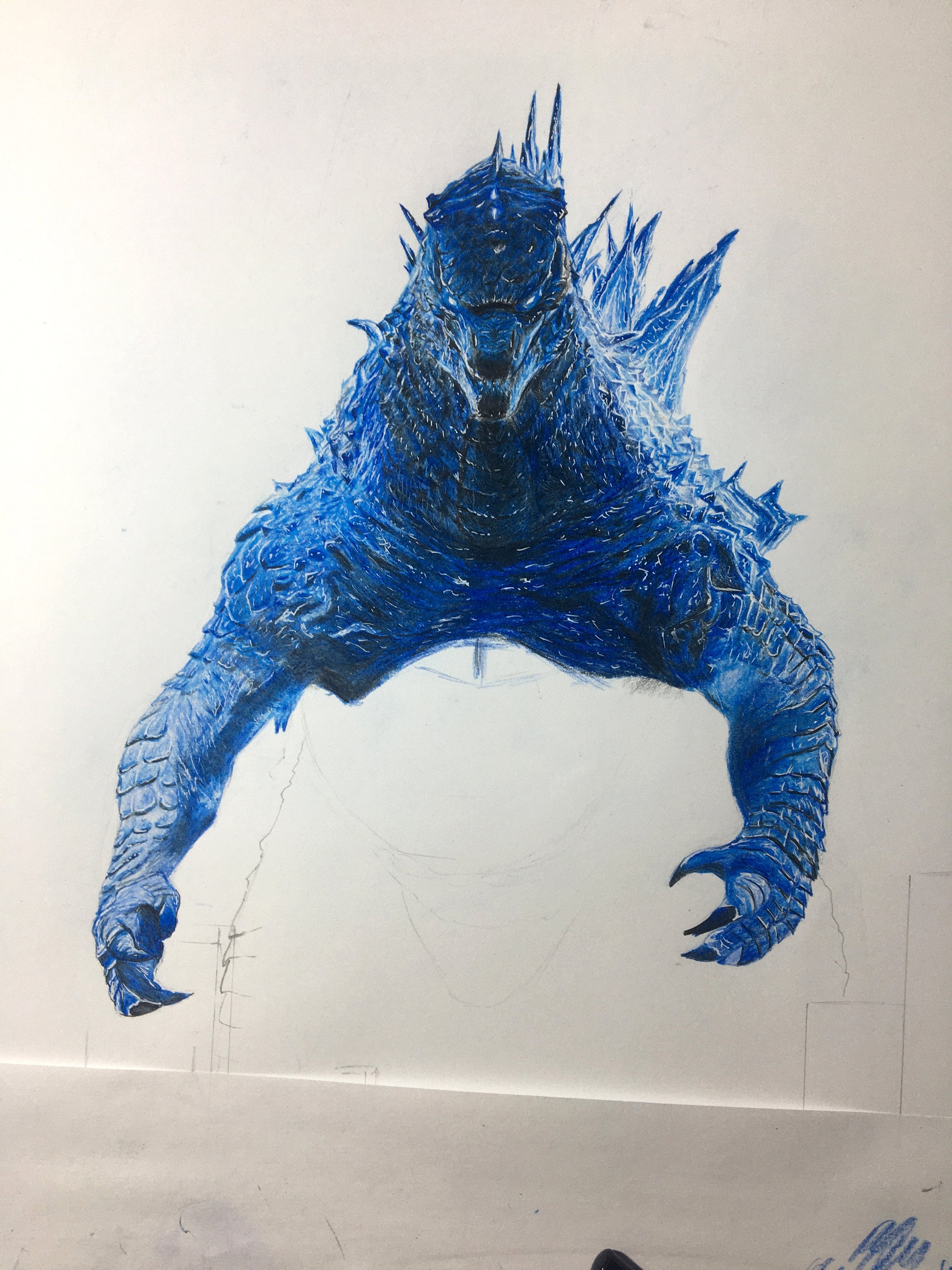 Drawing Godzilla and Nissan Skyline, GTR Drawing, Blue Skyline ...