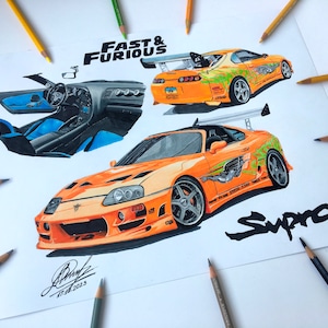 Drawing Toyota Supra Mk4, Drawing Supra Brian, Toyota Drawing ...
