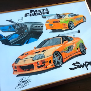 Toyota Supra MK4 Drawing, Realistic Drawing, Car Art, Brian's Car ...
