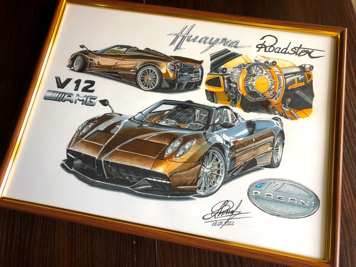 Drawing Pagani Huayra Roadster, Drawing Cars, Pagani Hypercar, Huayra ...