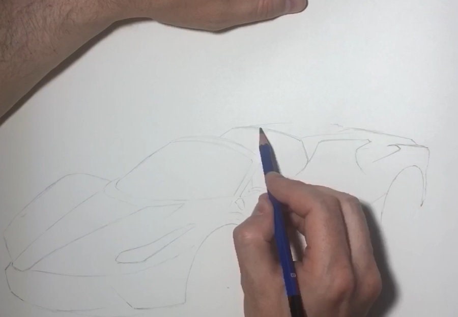 Drawing Ferrari Laferrari, Red Ferrari, Car Drawing, Car Portrait, Hand ...