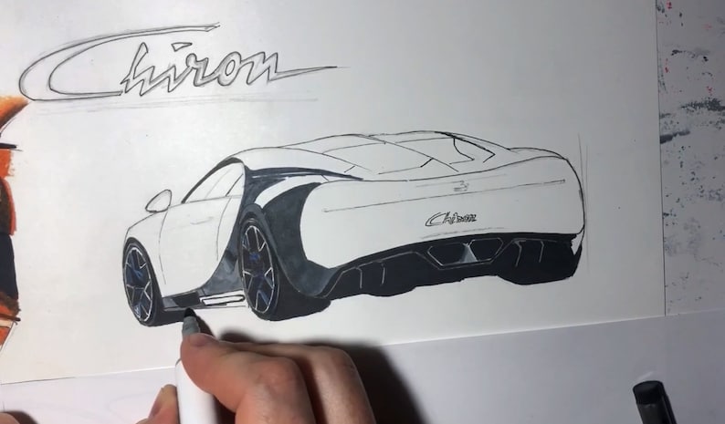 Drawing Bugatti Chiron, Blue Bugatti, Drawing Chiron, Bugatti Art ...