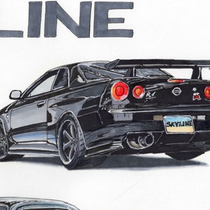 Nissan Skyline GTR-R34 Drawing, Car Portrait (digital Download) - Etsy