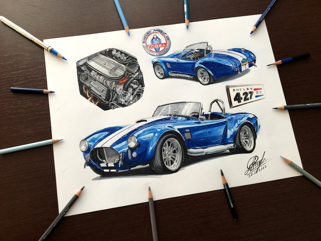 Drawing Shelby Cobra 427, Cobra Drawing, Car Drawing, Carl Shelby, Hand Drawing, Digital Art ...
