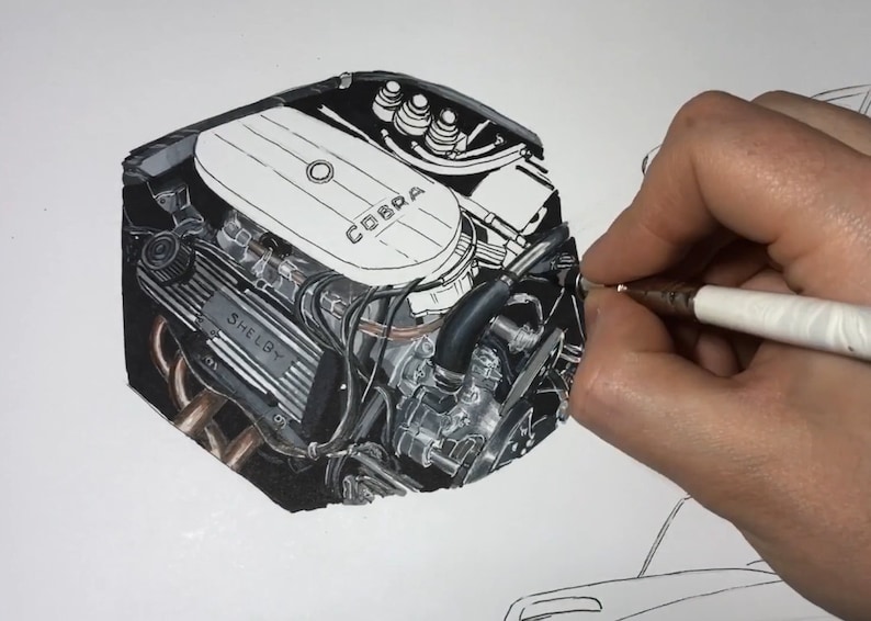 Drawing Shelby Cobra 427, Cobra Drawing, Car Drawing, Carl Shelby, Hand ...