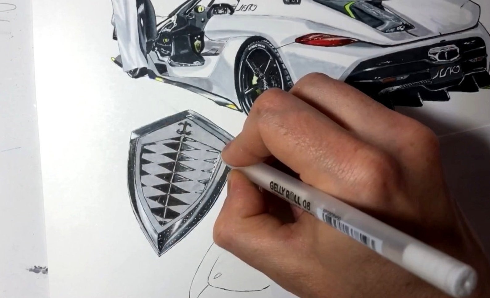Drawing Koenigsegg Jesko, Car Drawing, Digital Art, Handmade, Hyper Car ...