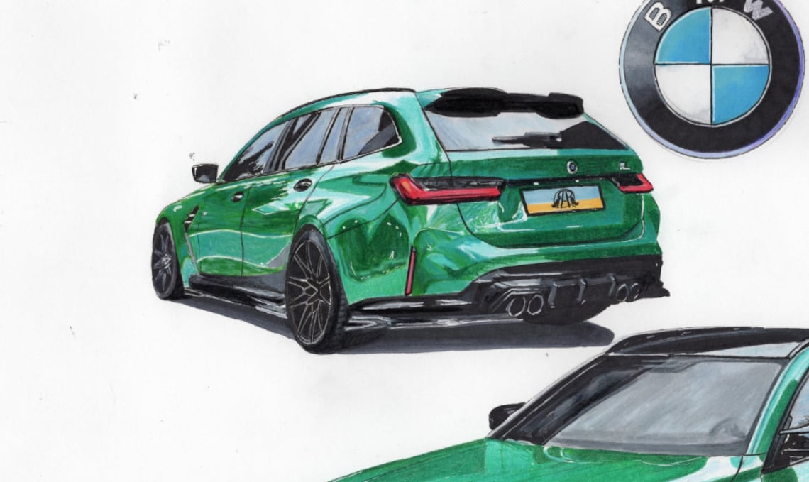 Drawing BMW M3 Touring, Bmw Drawing, M3 Drawing, Realistic Drawing, Car ...