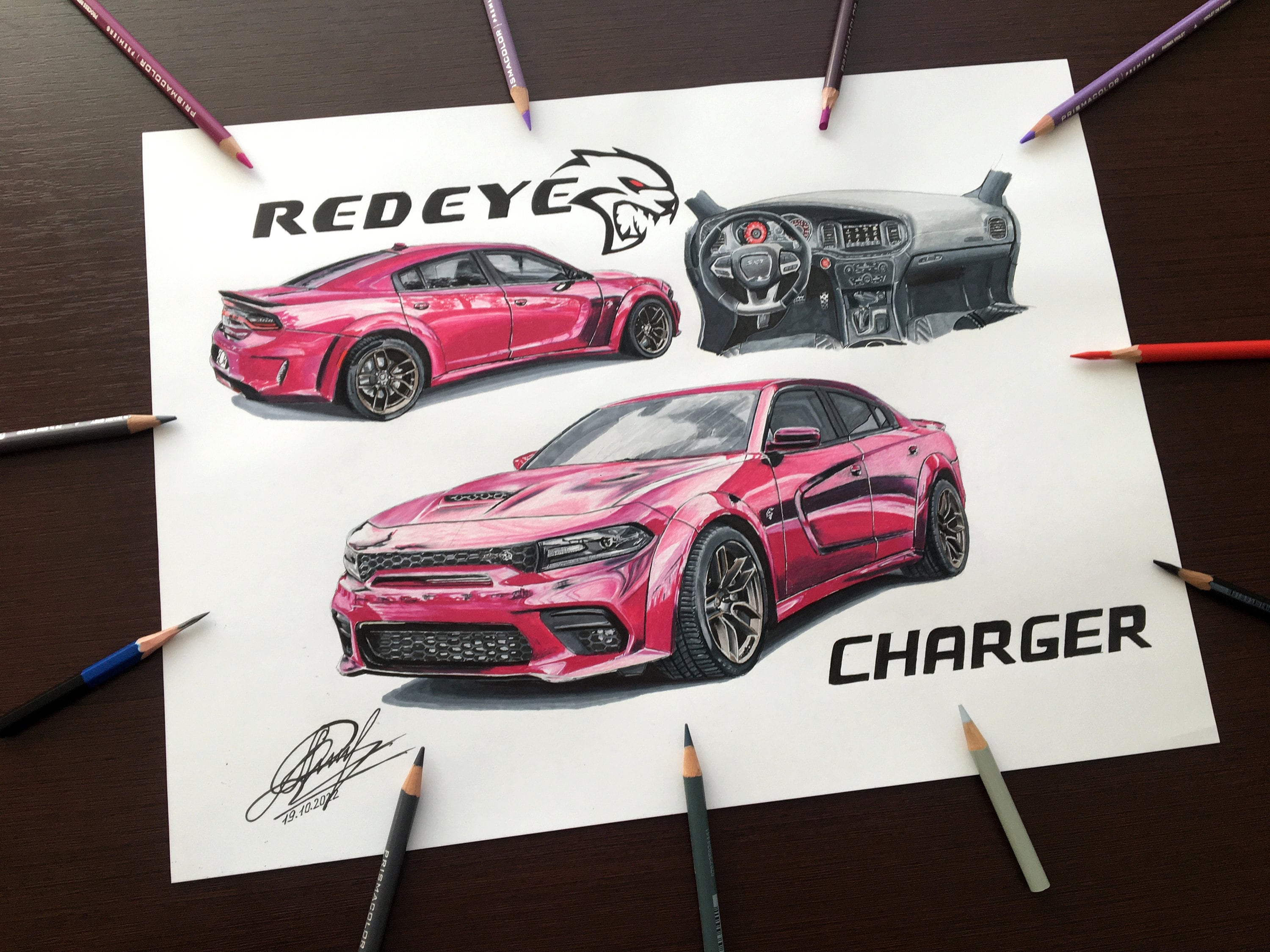 Drawing Dodge Charger Redeye, Dodge Art, Hand Drawing, Car Skatch ...