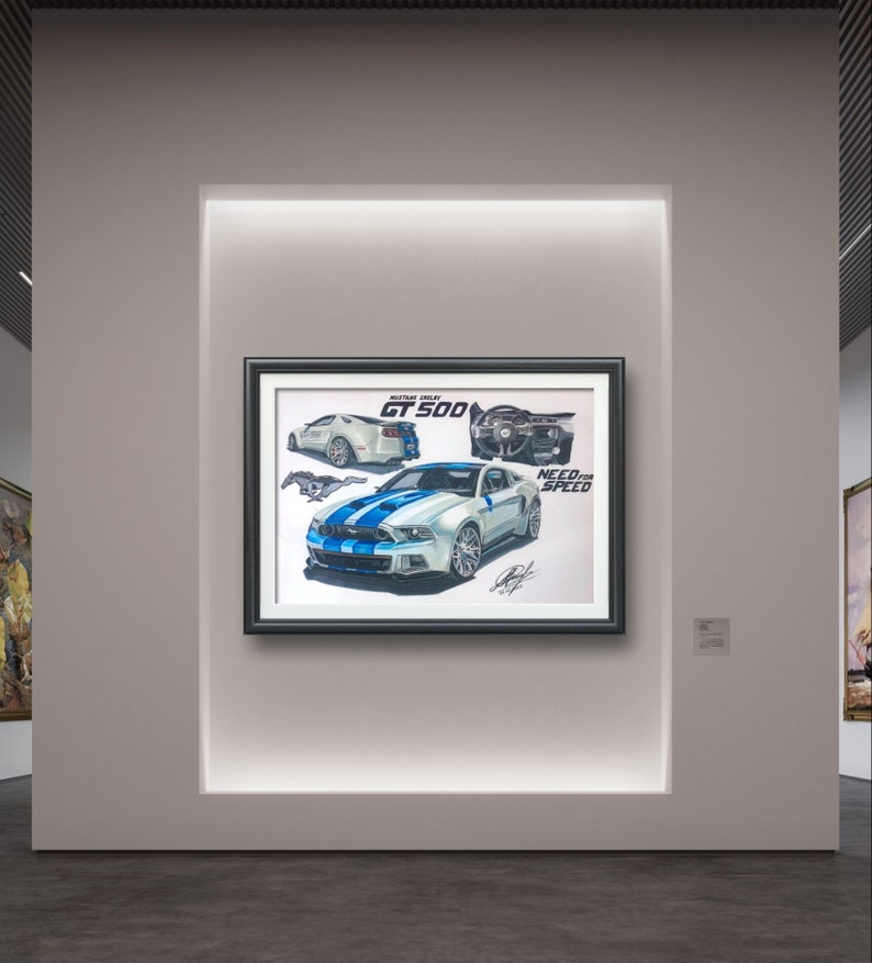Ford Mustang Shelby GT500 Drawing, Need for Speed Car Art (digital ...