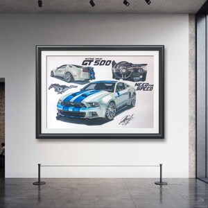 Ford Mustang Shelby GT500 Drawing, Need for Speed Car Art (digital ...