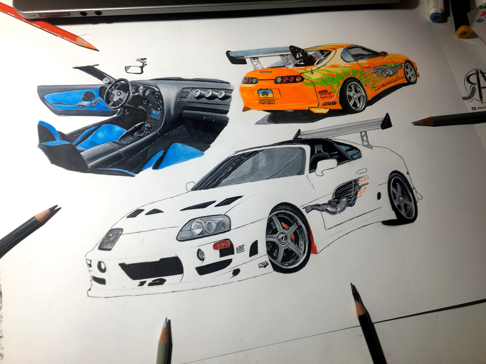 Drawing Toyota Supra Mk4, Drawing Supra Brian, Toyota Drawing ...