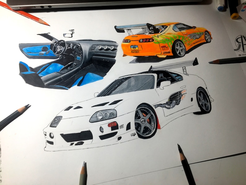 Drawing Toyota Supra Mk4, Drawing Supra Brian, Toyota Drawing ...