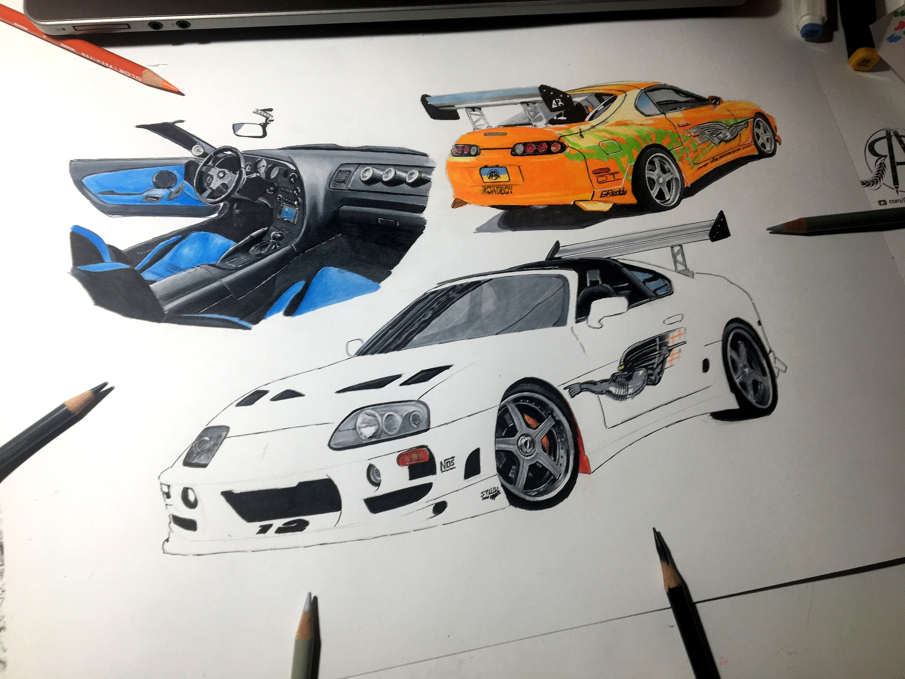 Drawing Toyota Supra Mk4, Drawing Supra Brian, Toyota Drawing ...