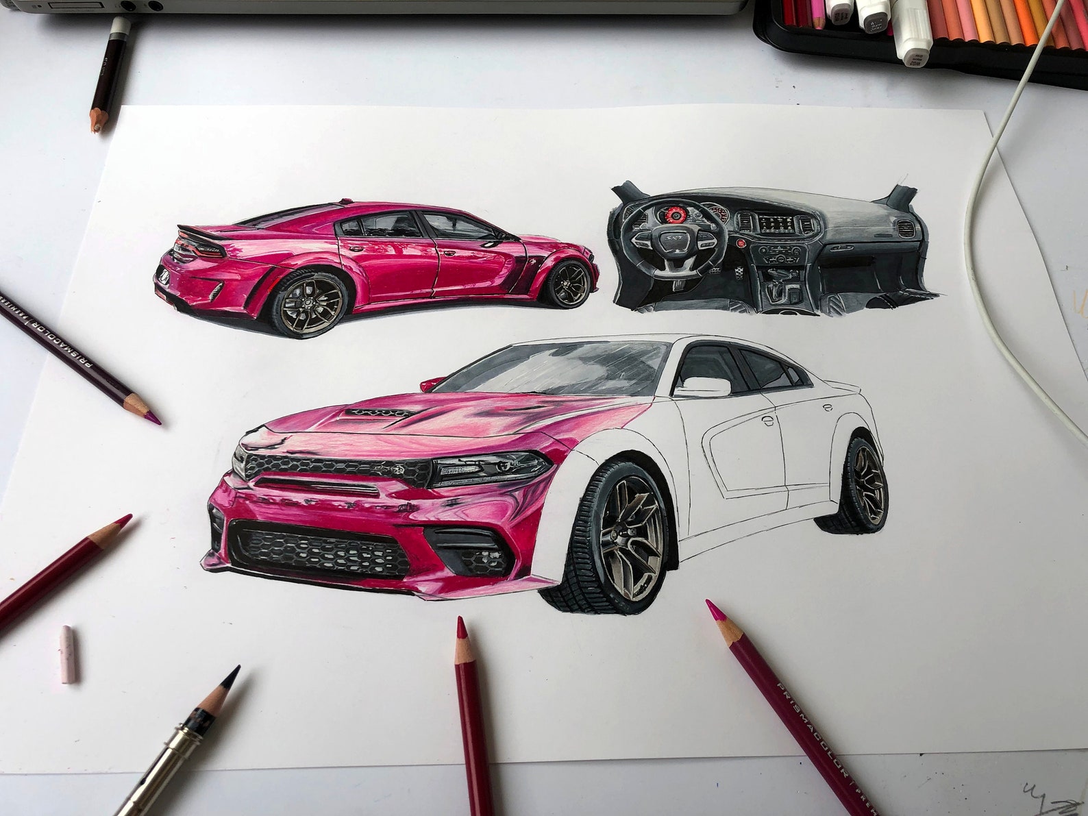 Drawing Dodge Charger Redeye, Dodge Art, Hand Drawing, Car Skatch ...