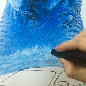 Drawing Godzilla and Nissan Skyline, GTR Drawing, Blue Skyline ...
