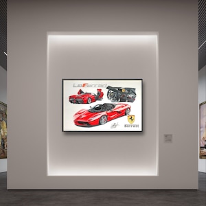 Drawing Ferrari Laferrari, Red Ferrari, Car Drawing, Car Portrait, Hand ...