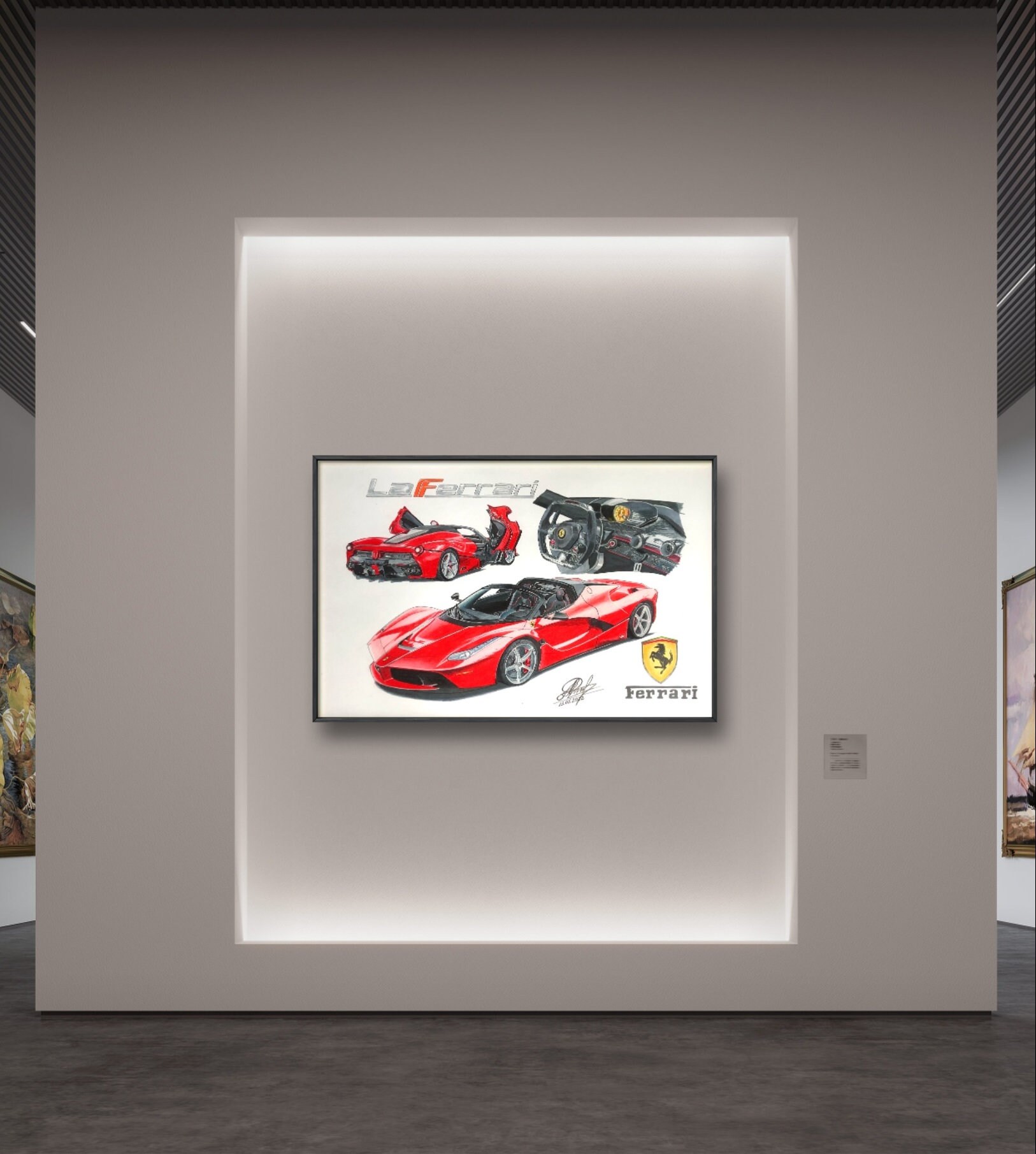Drawing Ferrari Laferrari, Red Ferrari, Car Drawing, Car Portrait, Hand ...