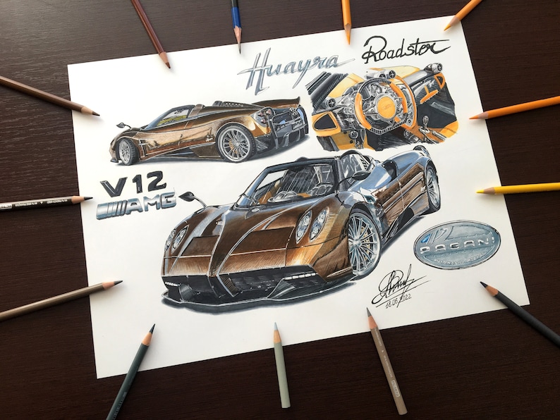 Drawing Pagani Huayra Roadster, Drawing Cars, Pagani Hypercar, Huayra ...