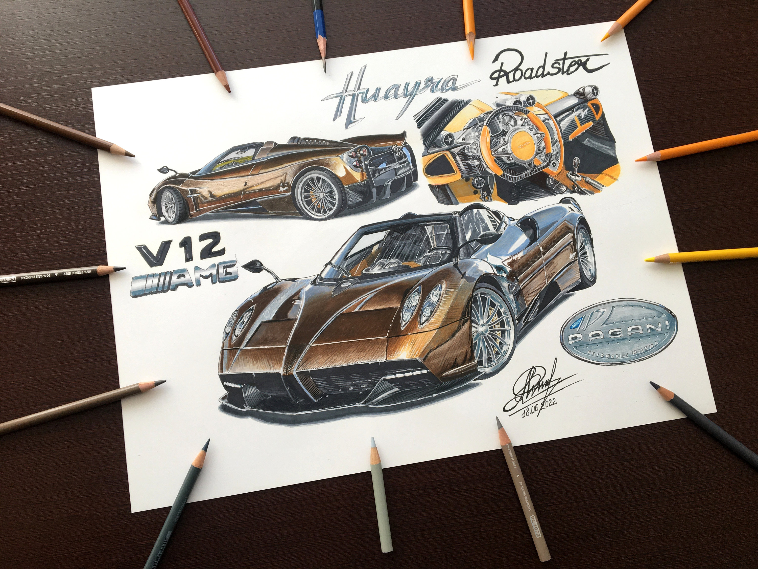 Drawing Pagani Huayra Roadster, Drawing Cars, Pagani Hypercar, Huayra ...