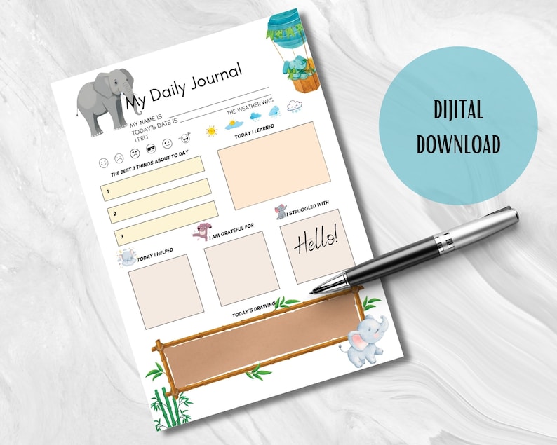 Kids Daily Journey Printable Journal for Kids Diary for - Etsy