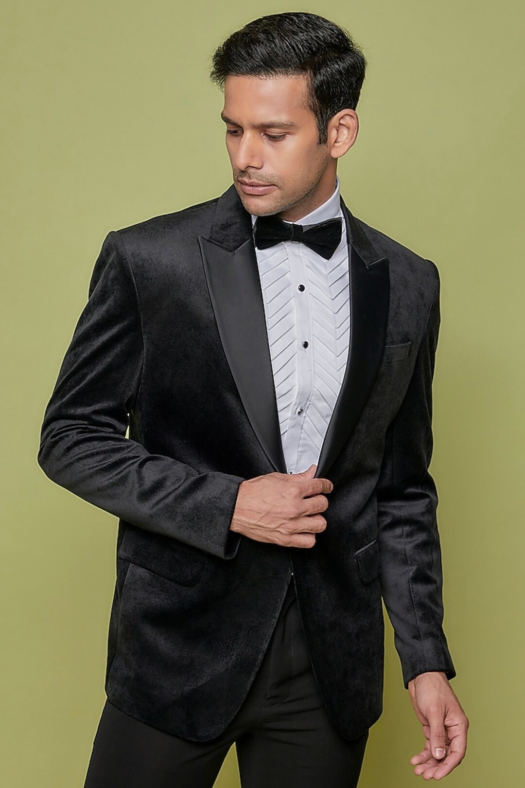 Wedding Special Black Velvet Tuxedo Suit With Black Satin Lapel & Black Trouser for Prom ...