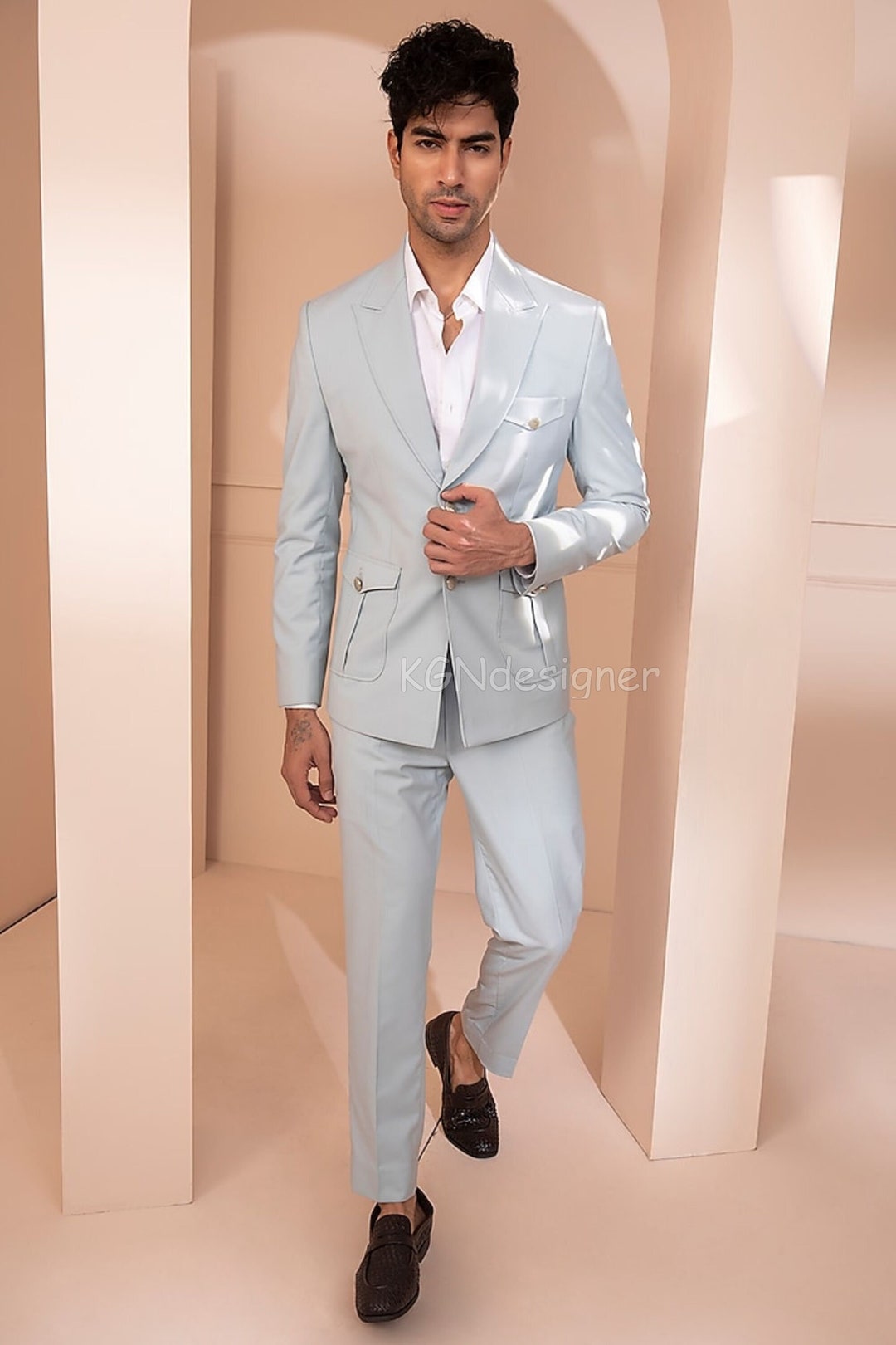 Sky Blue Blazer Suit With Trouser for Rich Look in Meetings, Party, New ...