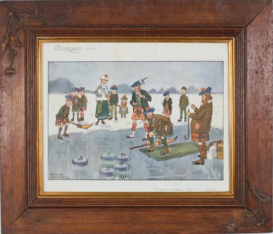 Curling Celts Lithographic Print of a Comic Hamish & Hebblethwaite ...