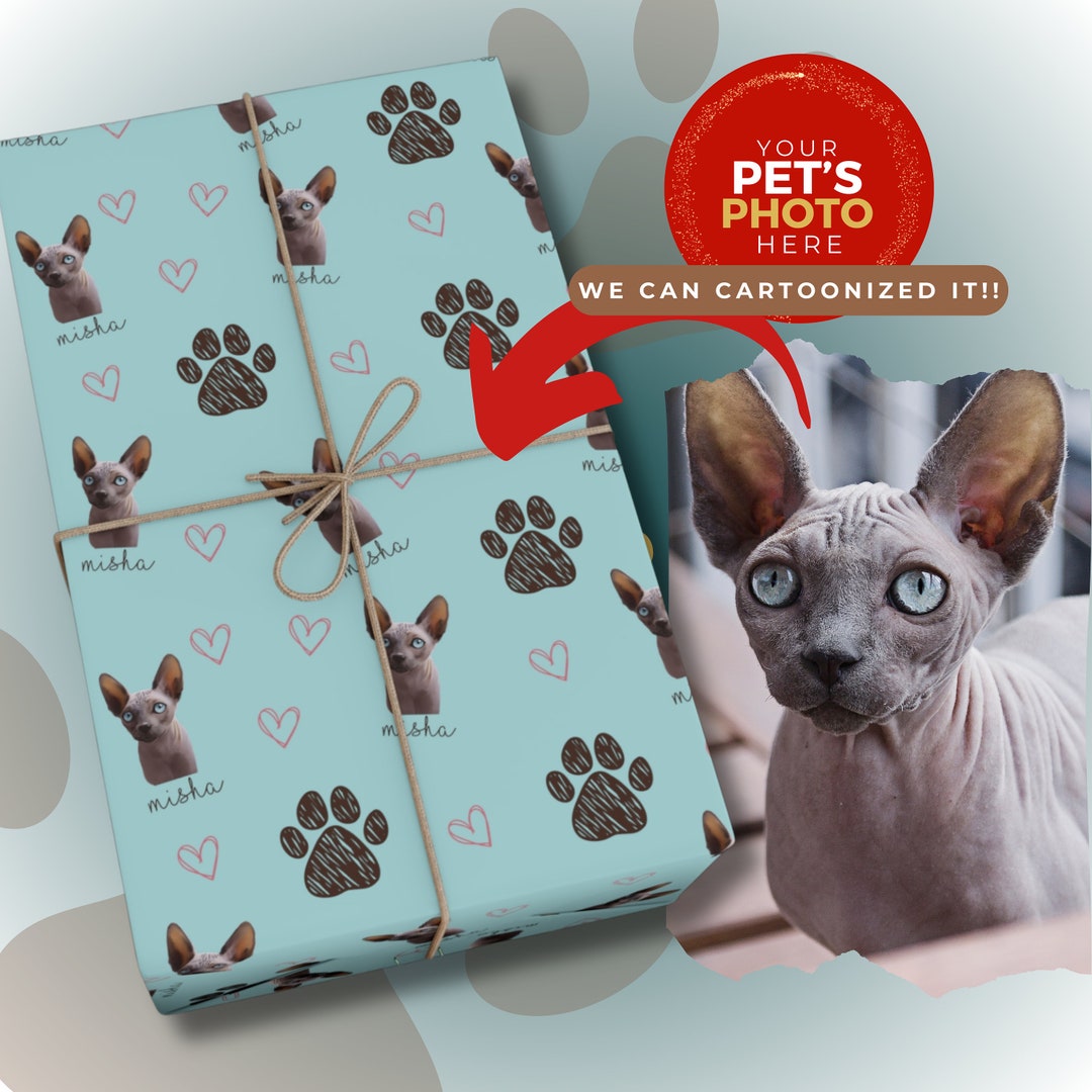 Custom Wrapping Paper From Pet Photo, Personalized Dog Wrap Paper, Cat ...