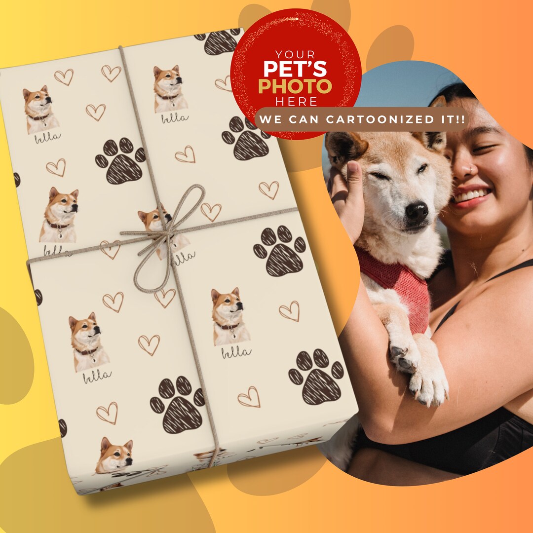 Custom Wrapping Paper From Pet Photo, Personalized Dog Wrap Paper, Cat ...