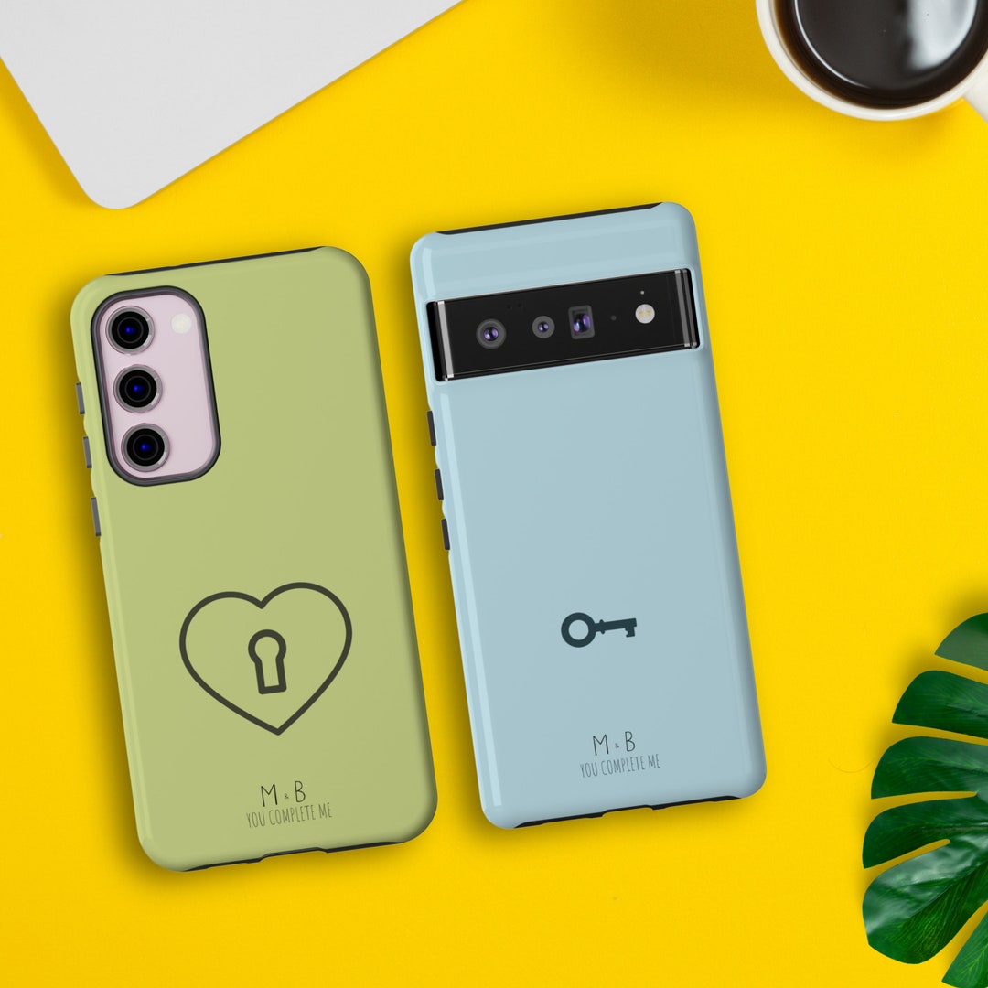 Heart Key Custom Couple Matching Phone Cases, Personalized Couple Case ...