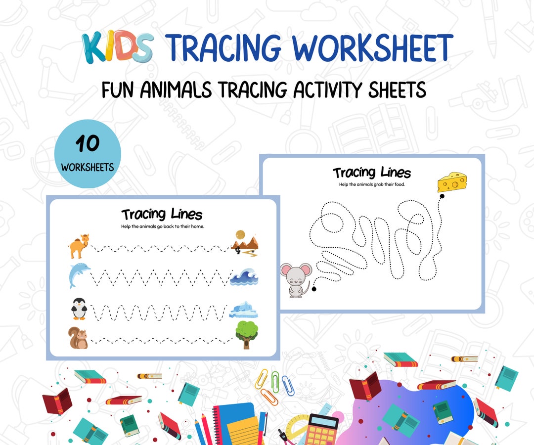 Kids Line Tracing Worksheets, Pre Handwriting Lines Trace, Preschool ...