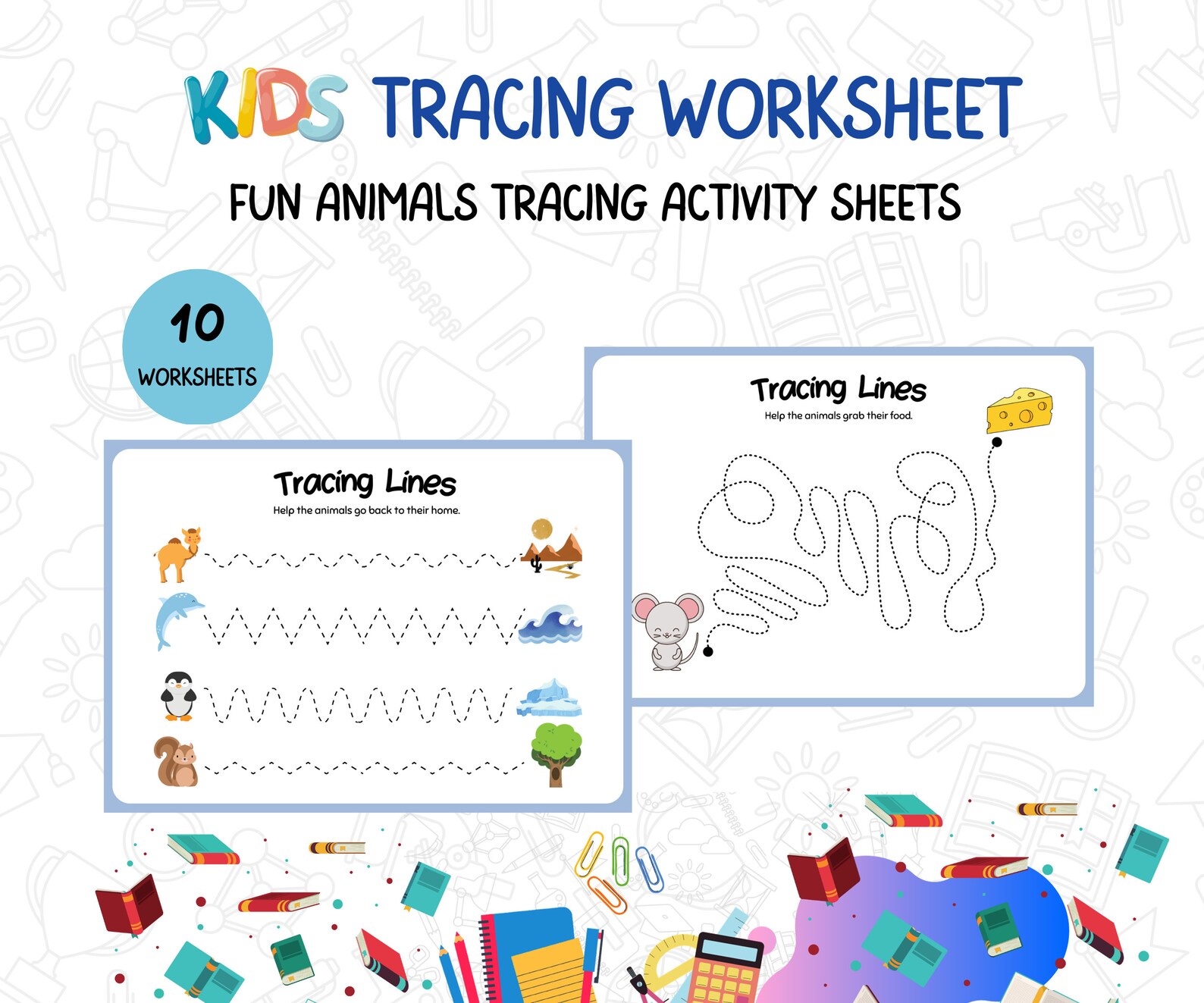 Kids Line Tracing Worksheets, Pre Handwriting Lines Trace, Preschool ...