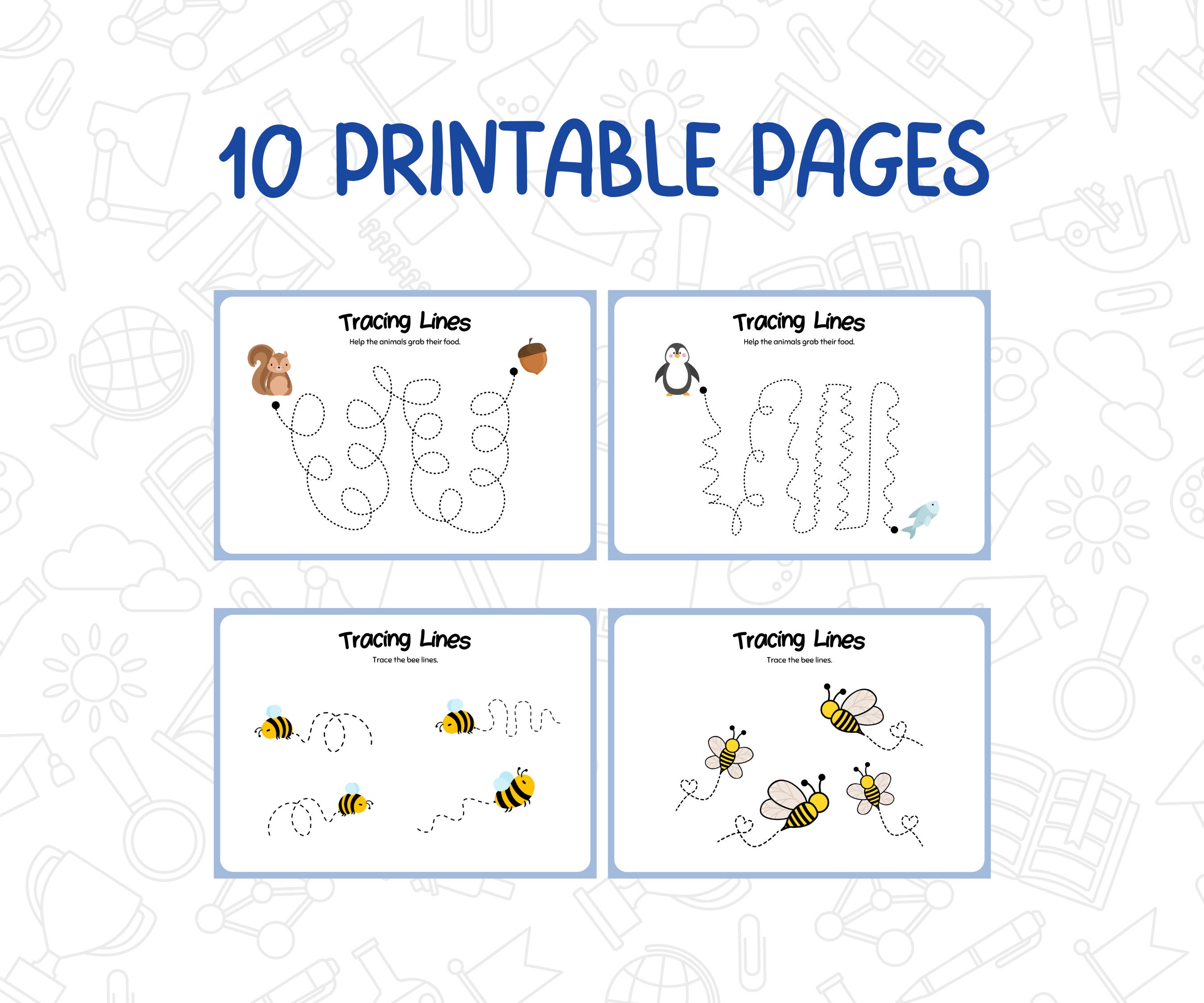 Kids Line Tracing Worksheets, Pre Handwriting Lines Trace, Preschool ...