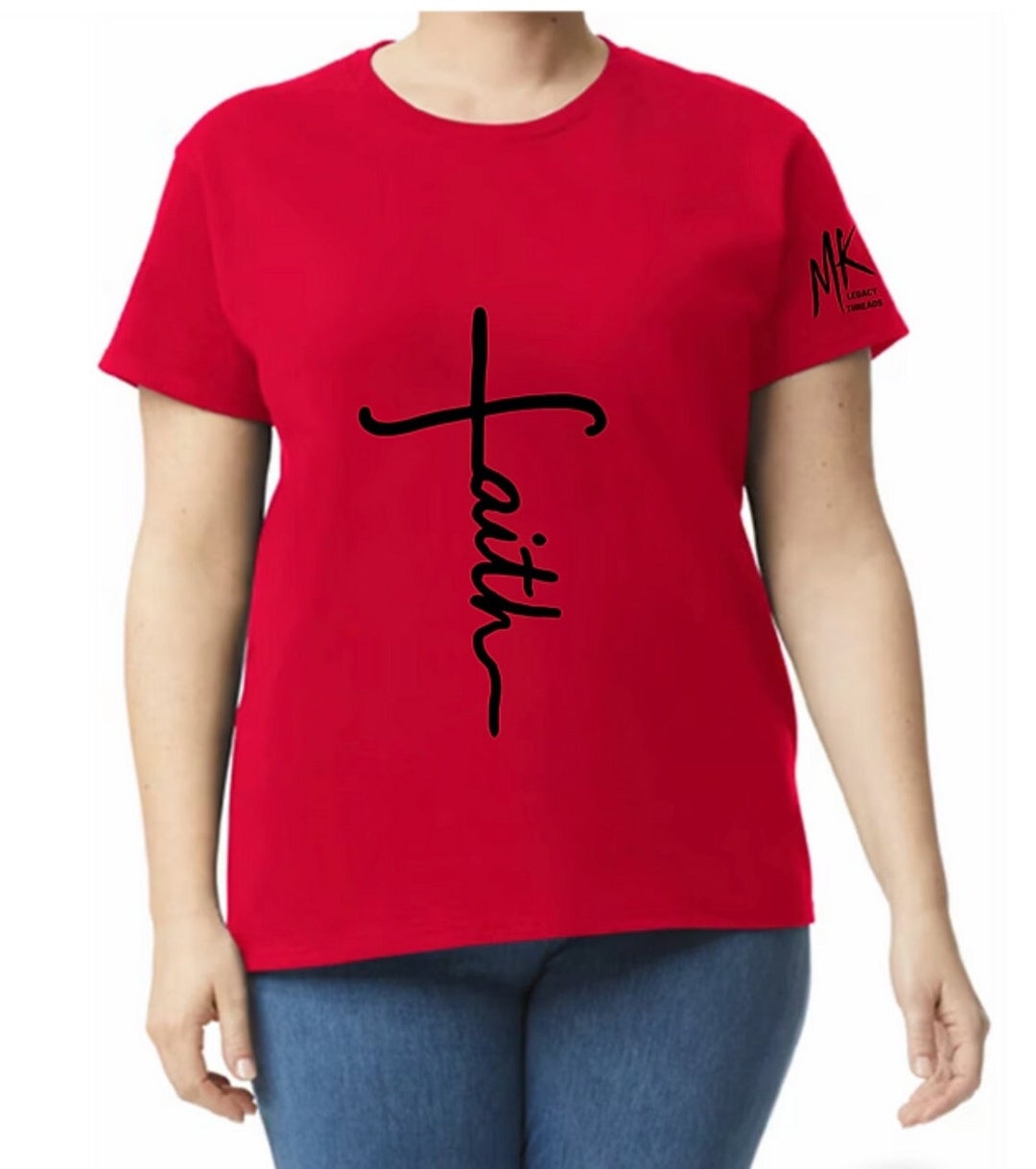 Faith Handwritten Cross Shirt - Etsy