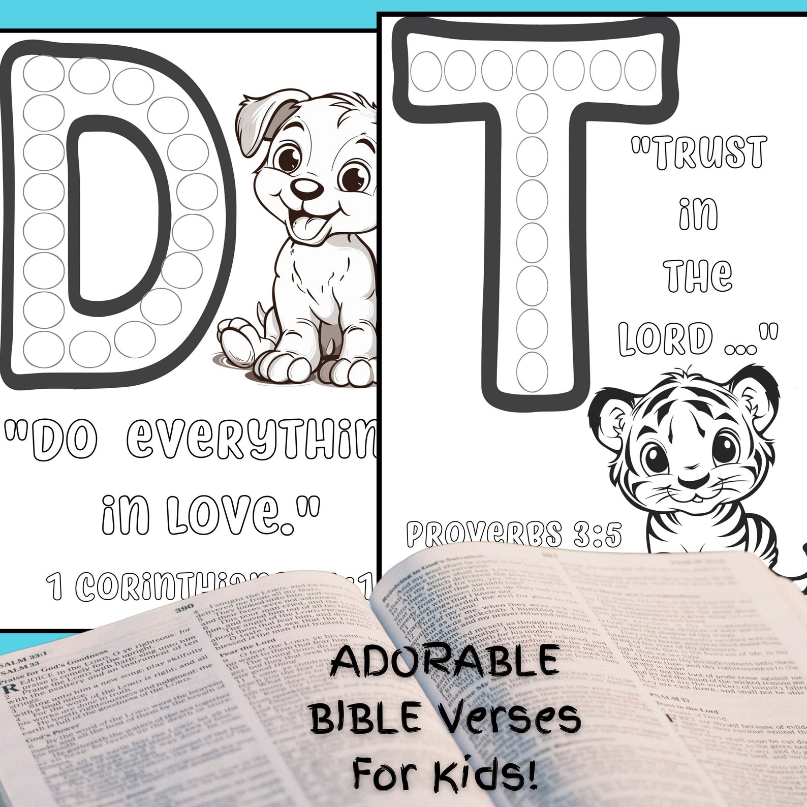 Bible Verse Coloring Page: Animal Alphabet Dot Activity (PDF Download ...