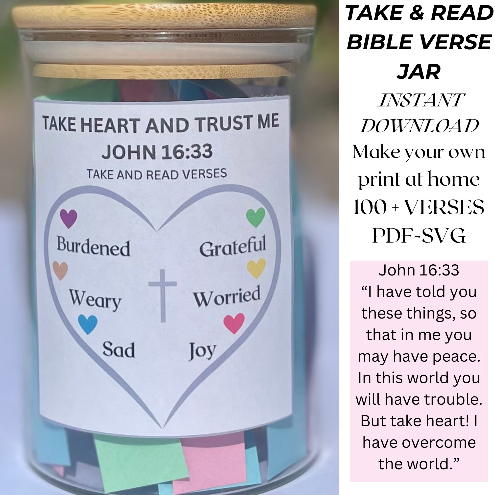 Bible Verse Jar Label DIY Scripture for Emotional Support Digital ...