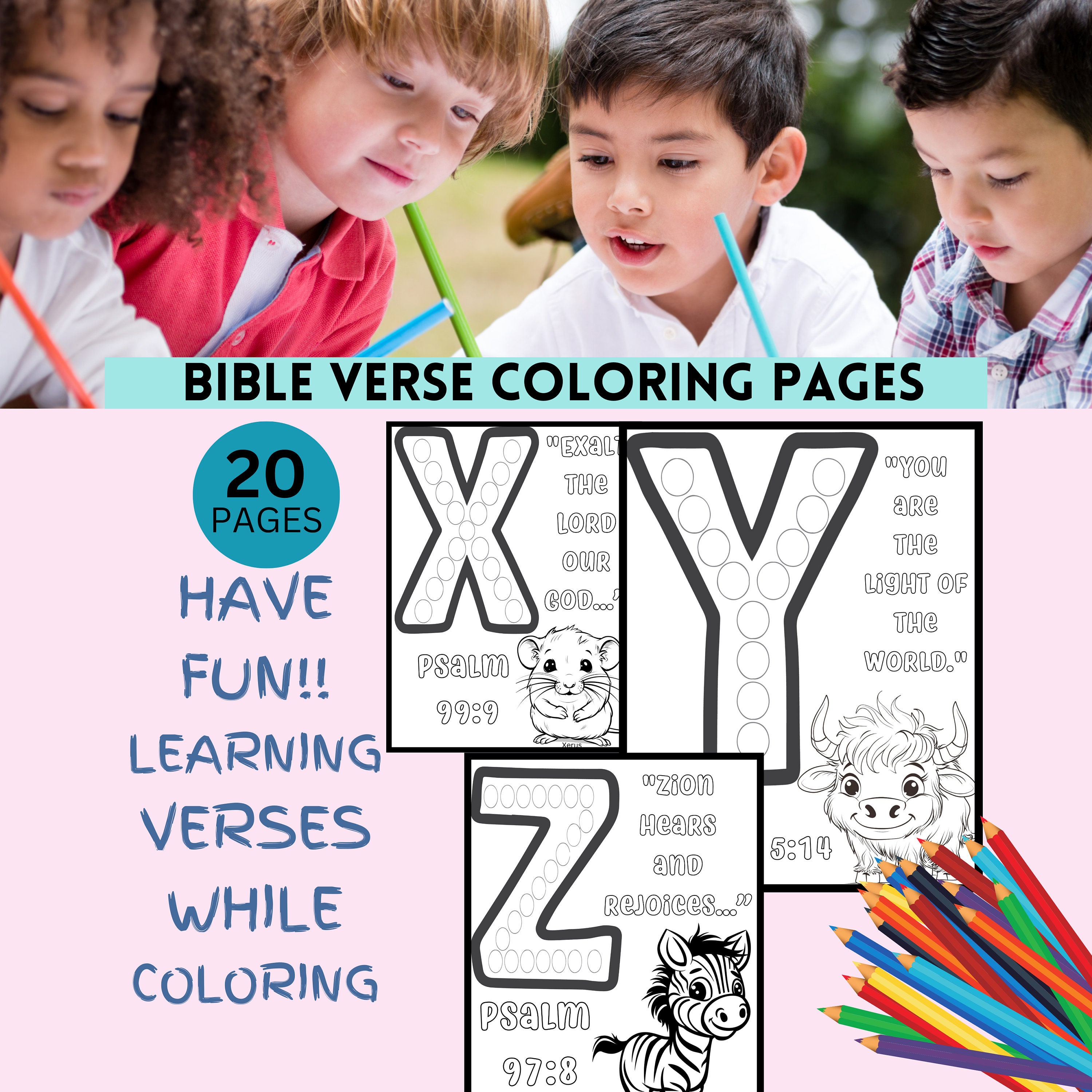 Bible Verse Coloring Page: Animal Alphabet Dot Activity (PDF Download ...