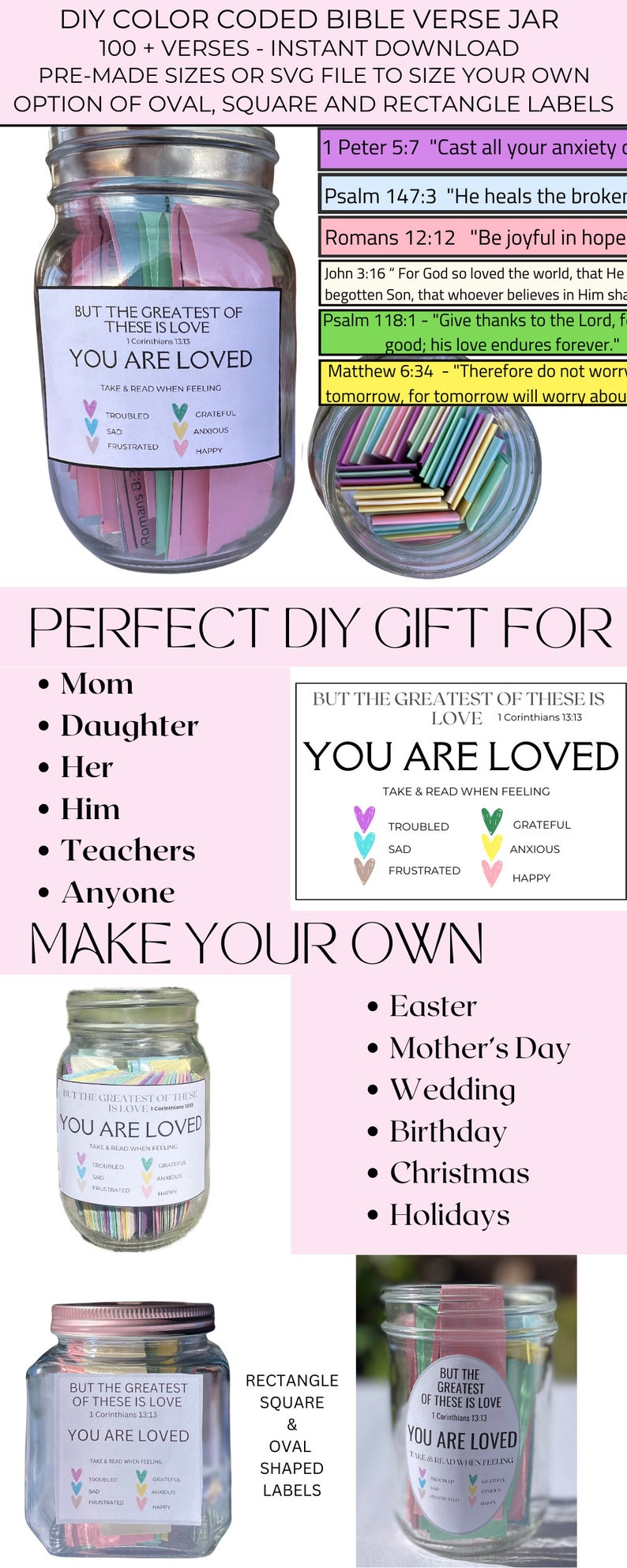 Bible Verse Jar of Emotional Support With Coping Skill on Color Coded ...