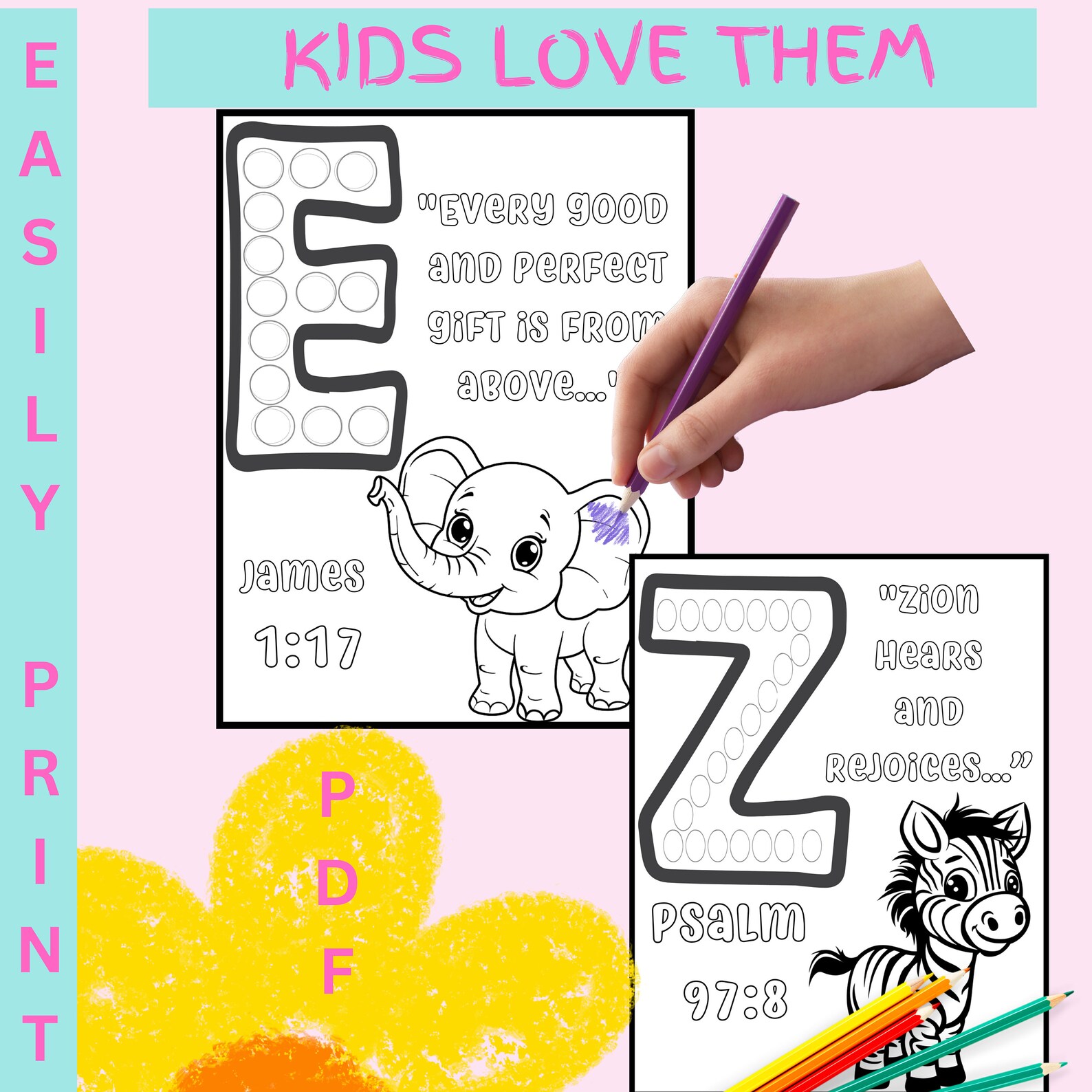 Bible Verse Coloring Page: Animal Alphabet Dot Activity (PDF Download ...