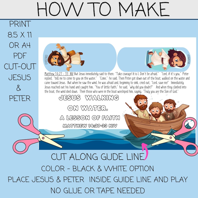 Jesus Walks on Water Craft: Christian Preschool Activity (PDF) - Etsy