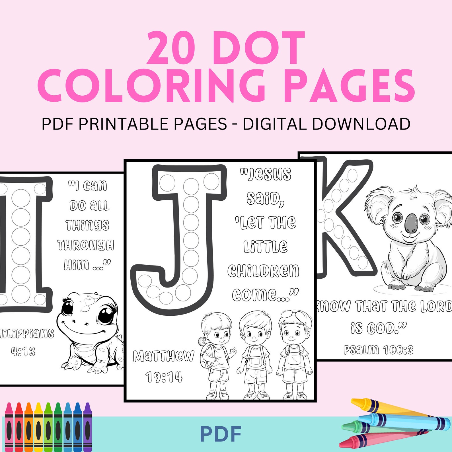 Bible Verse Coloring Page: Animal Alphabet Dot Activity (PDF Download ...