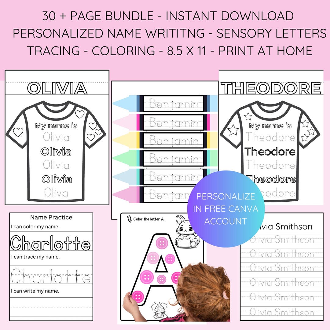 Custom Handwriting for Preschool Kid Name Printable Worksheet Learning ...