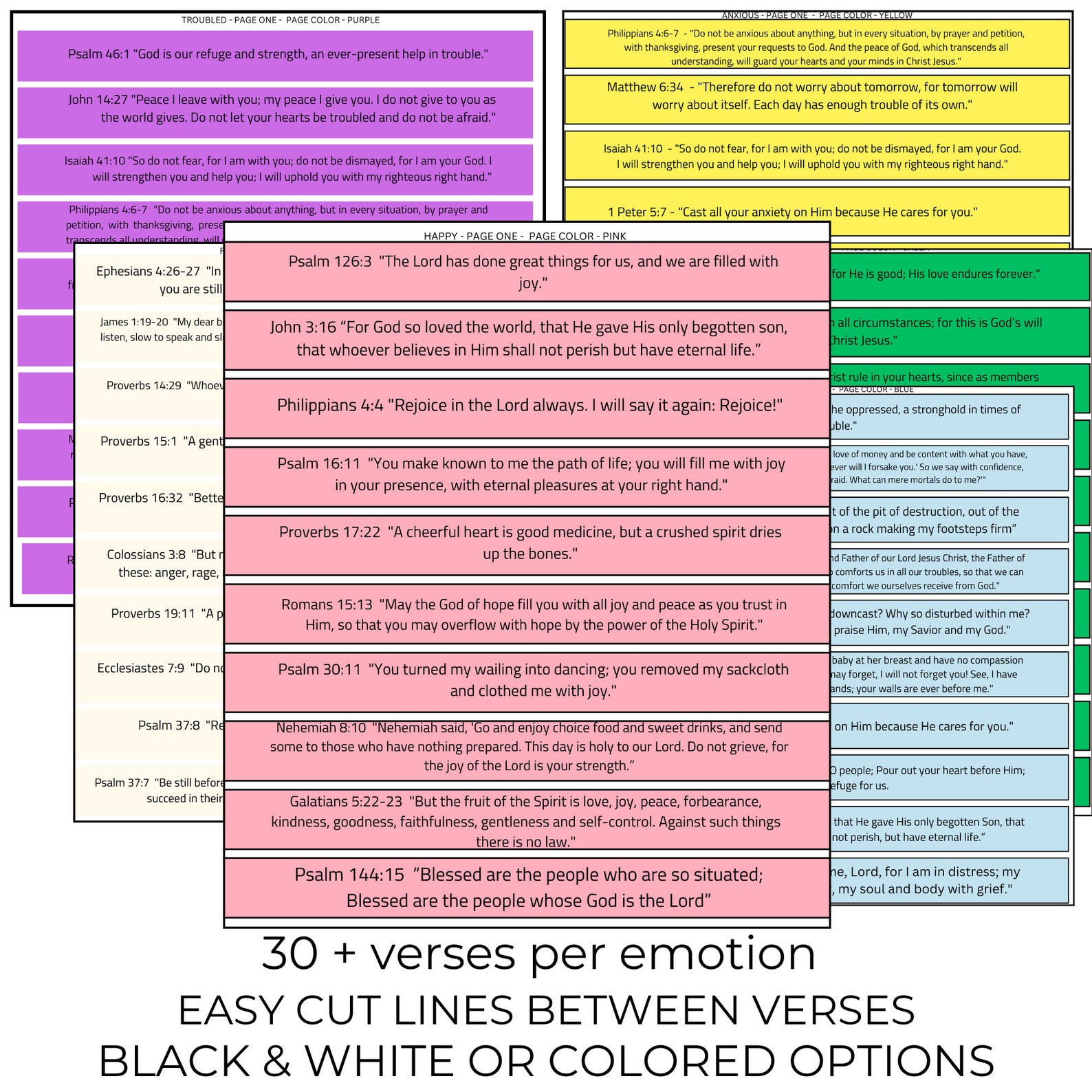 Bible Verse Jar of Emotional Support With Coping Skill on Color Coded ...