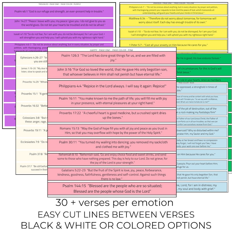 Bible Verse Jar of Emotional Support With Coping Skill on Color Coded ...