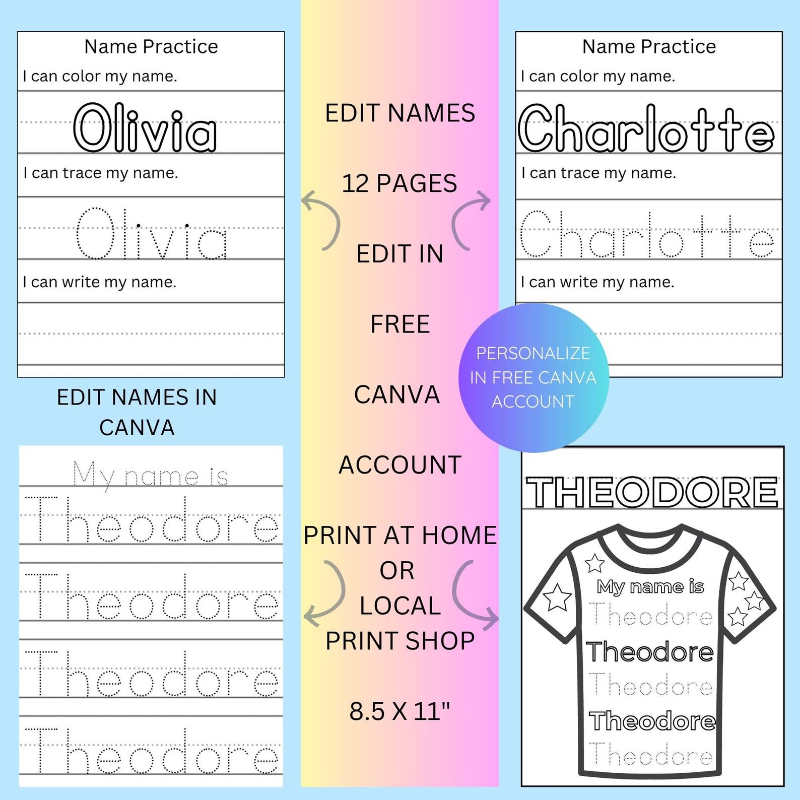 Custom Handwriting for Preschool Kid Name Printable Worksheet Learning ...