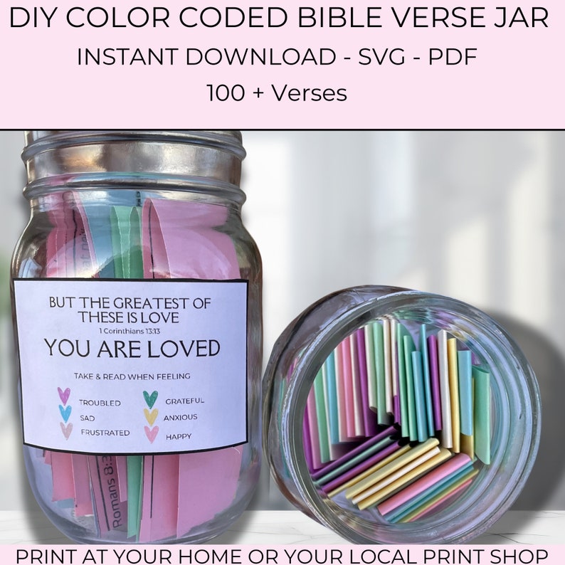 Bible Verse Jar of Emotional Support With Coping Skill on Color Coded ...