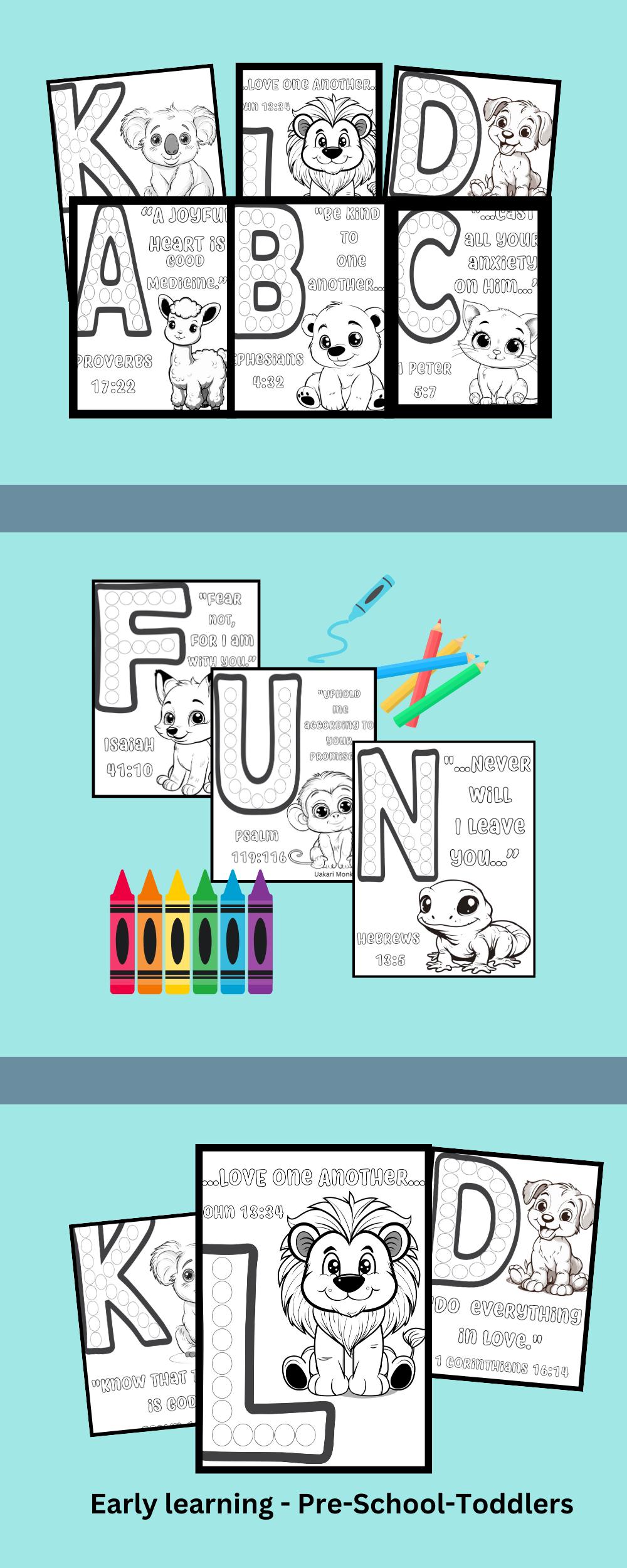Bible Verse Coloring Page: Animal Alphabet Dot Activity (PDF Download ...