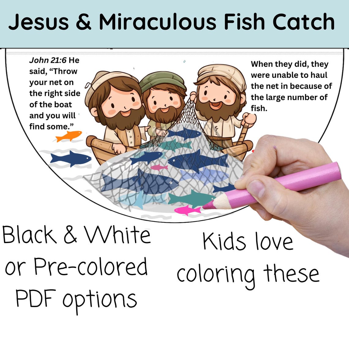 Jesus Miracle Fish Catch Craft: Bible Verse Homeschool Activity (PDF ...